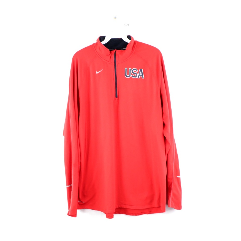 Nike Dri Fit Usa Track Field Running Sweater Red - Gem